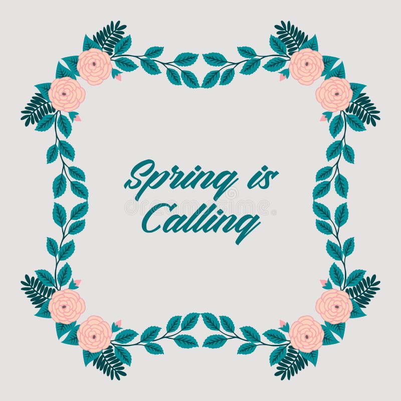 Greeting Card for Spring Calling, with Ornate Leaf and Rose Flower ...