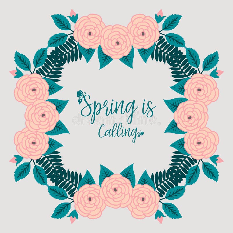 Greeting Card for Spring Calling, with Ornate Leaf and Rose Flower ...