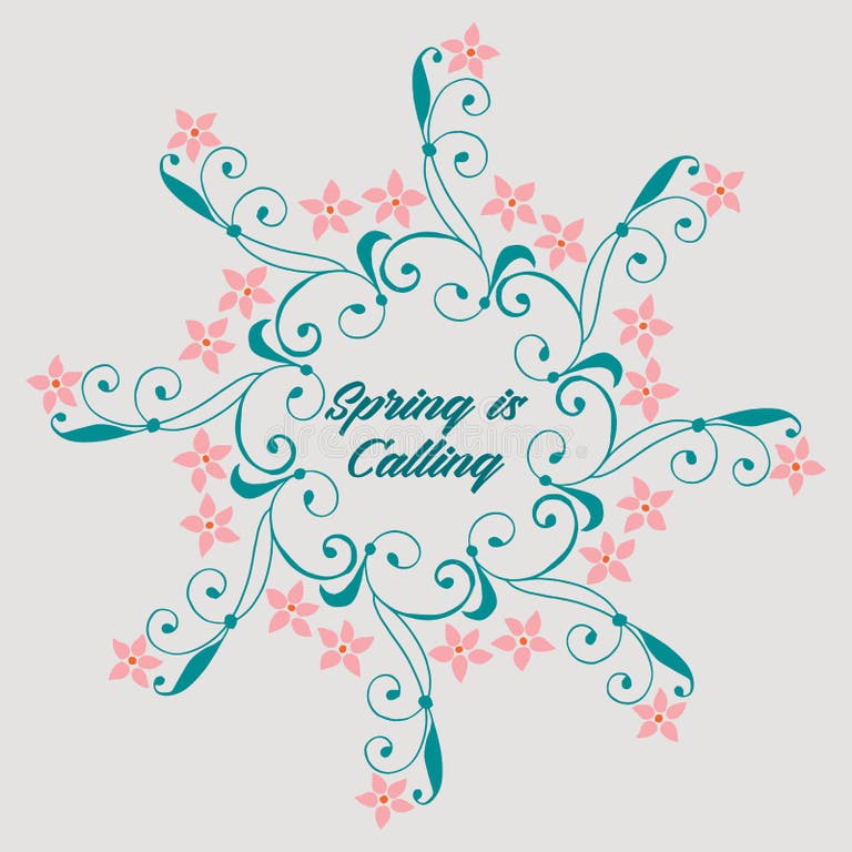 Greeting Card of Spring Calling, with Seamless Leaf and Flower Frame ...