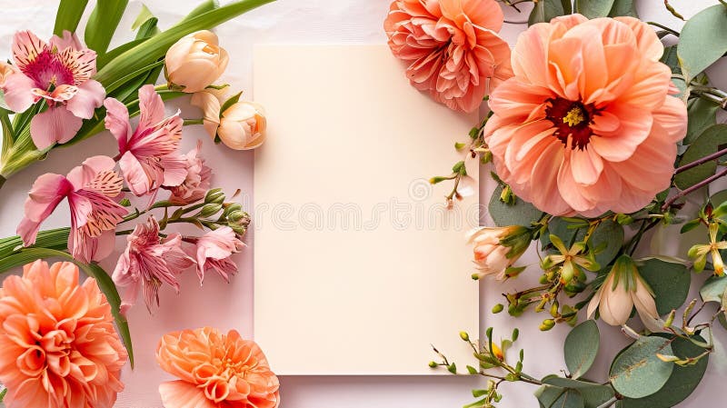 Greeting Card with Spring Flowers with Copy Space for Text Stock Photo ...