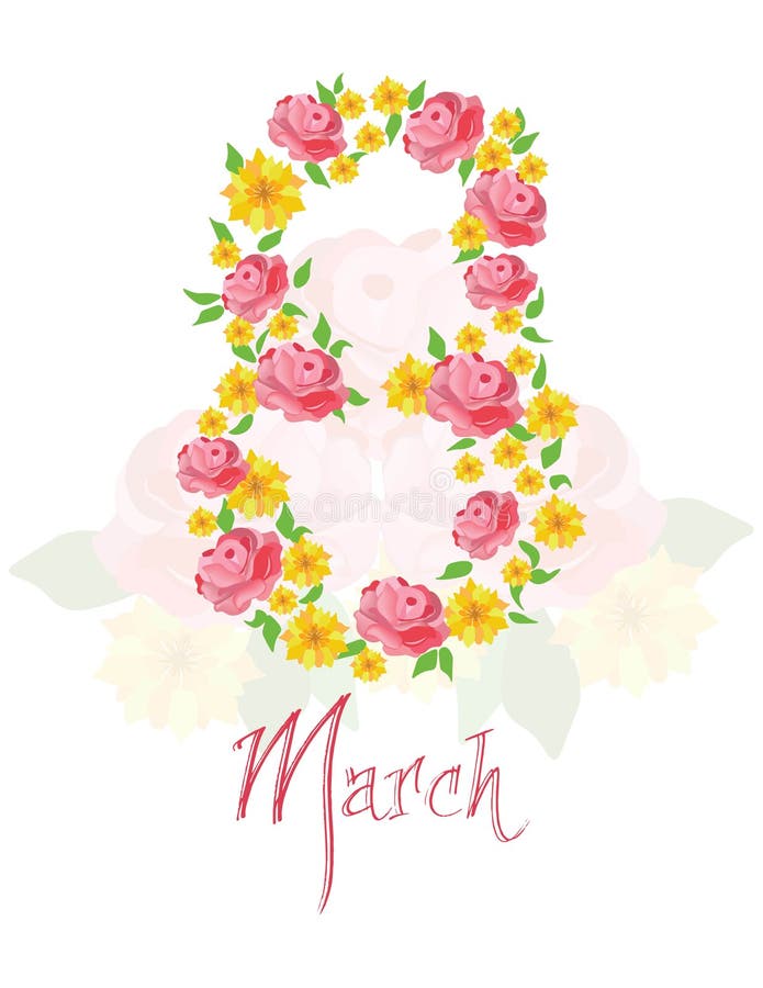 Greeting Card with Symbol March Stock Illustration - Illustration of ...