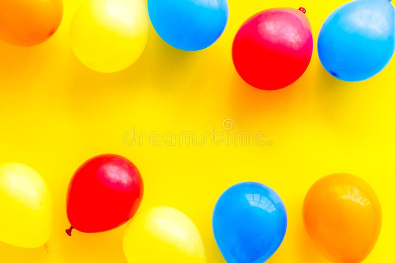 Greeting Card Template with Balloons Top View Frame Copy Space Stock ...