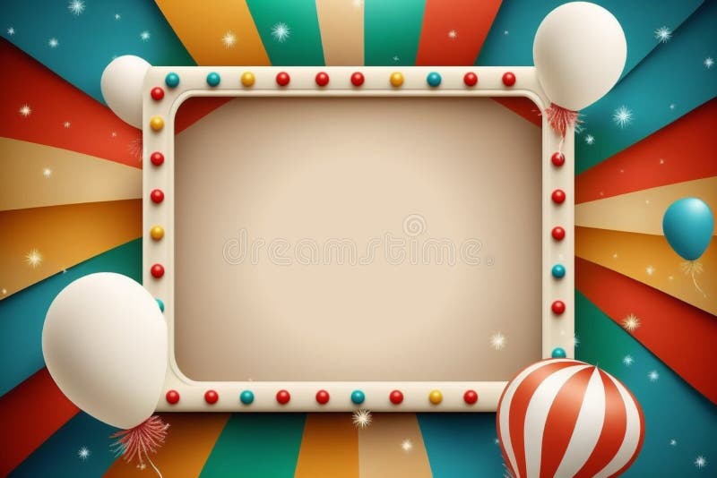 Greeting Card Template with Circus or Carnival Theme. Blank for ...