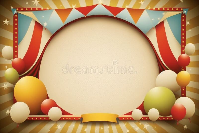 Greeting Card Template with Circus or Carnival Theme. Blank for ...