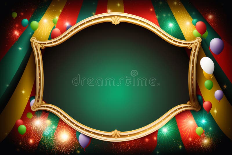 Greeting Card Template with Circus or Carnival Theme. Blank for ...