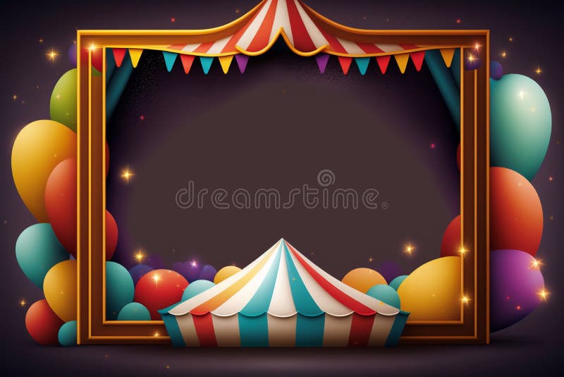 Greeting Card Template with Circus or Carnival Theme. Blank for ...