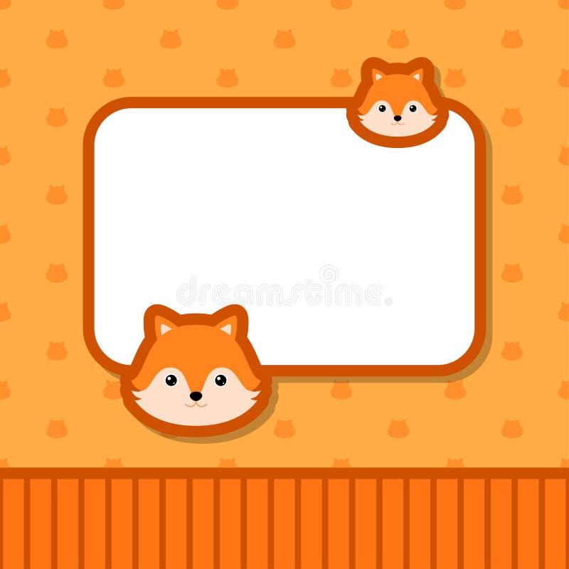 Greeting Card Template with Fox Stock Vector - Illustration of funny ...