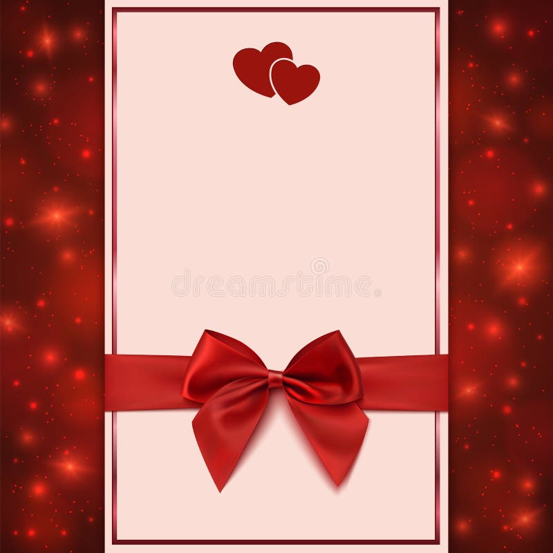 Greeting Card Template with Red Bow, Ribbon and Stock Vector ...
