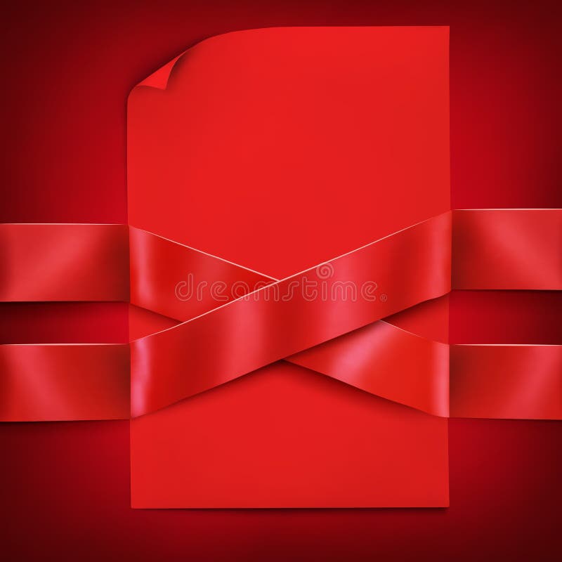 Greeting Card Template with Red Paper Blank and Ribbons Stock ...