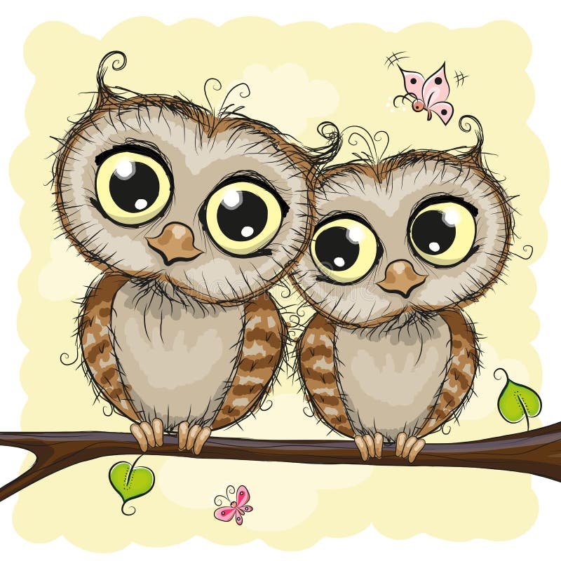 Two Cute Owls stock vector. Illustration of birthday - 63163962