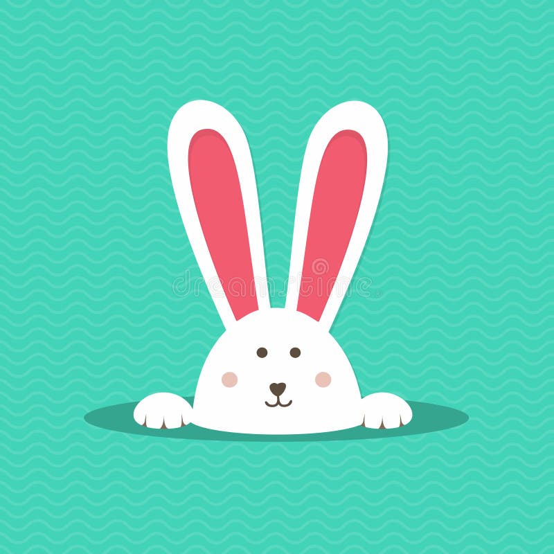 Greeting Card with with White Easter Rabbit. Funny Bunny. Easter Bunny ...