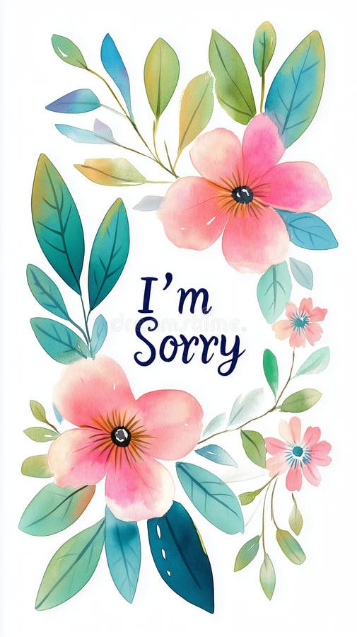 Greeting Cards "I M Sorry" Stock Image - Image of quote, floral: 370007299
