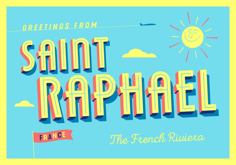 Greetings from Saint-Raphaël, France Postcard Stock Vector ...