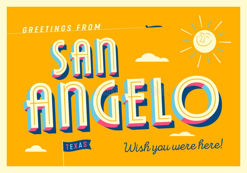 Greetings from San Angelo, Texas, USA - Touristic Postcard. Stock ...