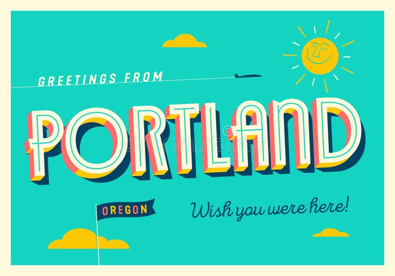 Greetings from Portland, Oregon, USA - Touristic Postcard. Stock Vector ...