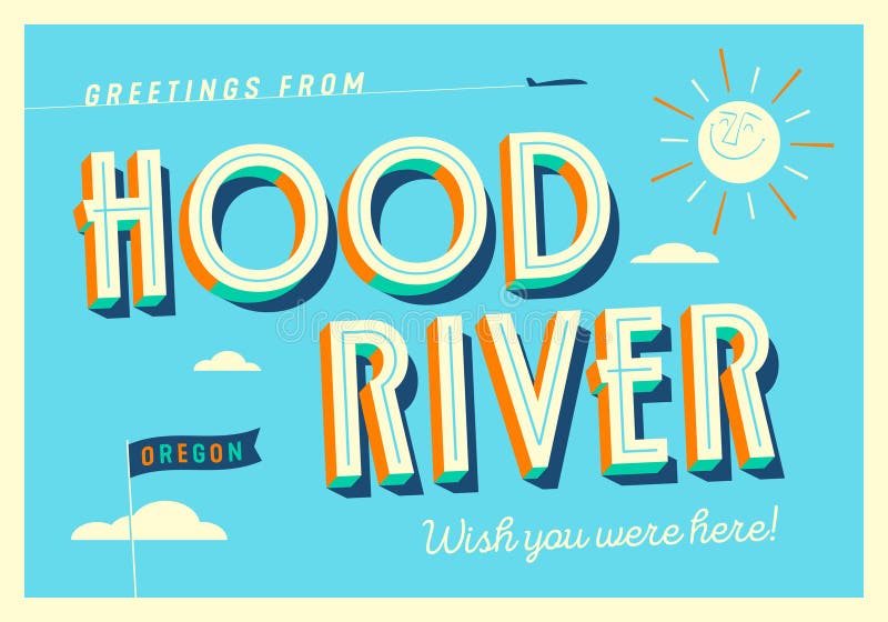 Greetings from Hood River, Oregon, USA - Touristic Postcard. Stock ...