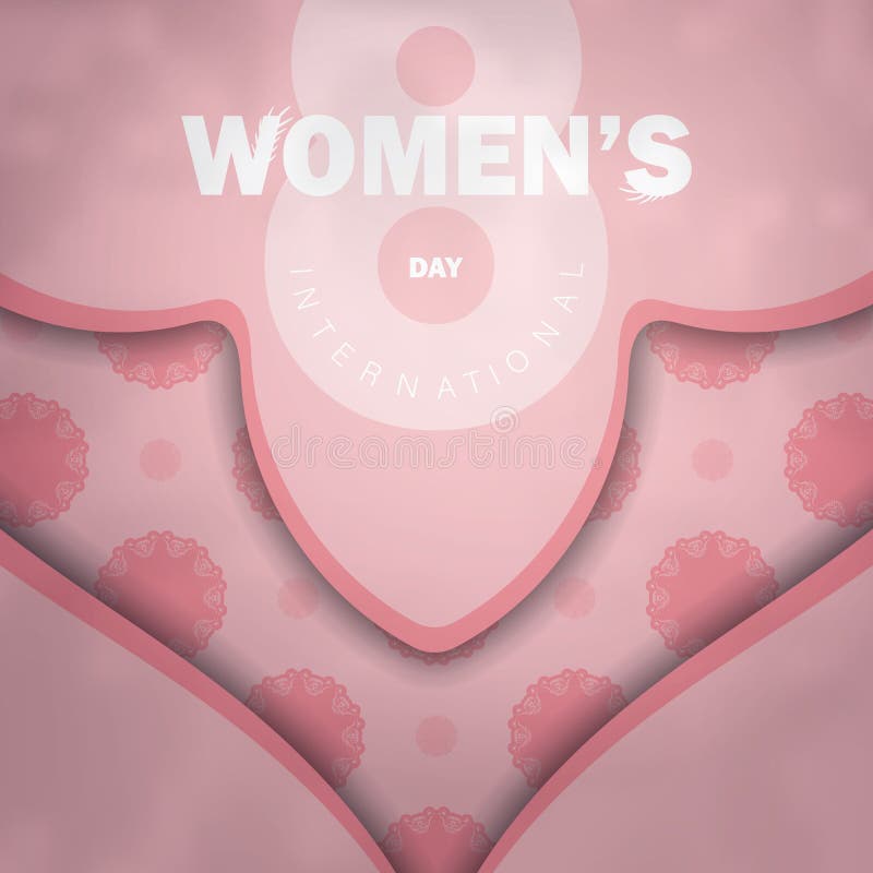 Greeting Flyer Template 8 March Pink with Luxury Pattern Stock Vector ...