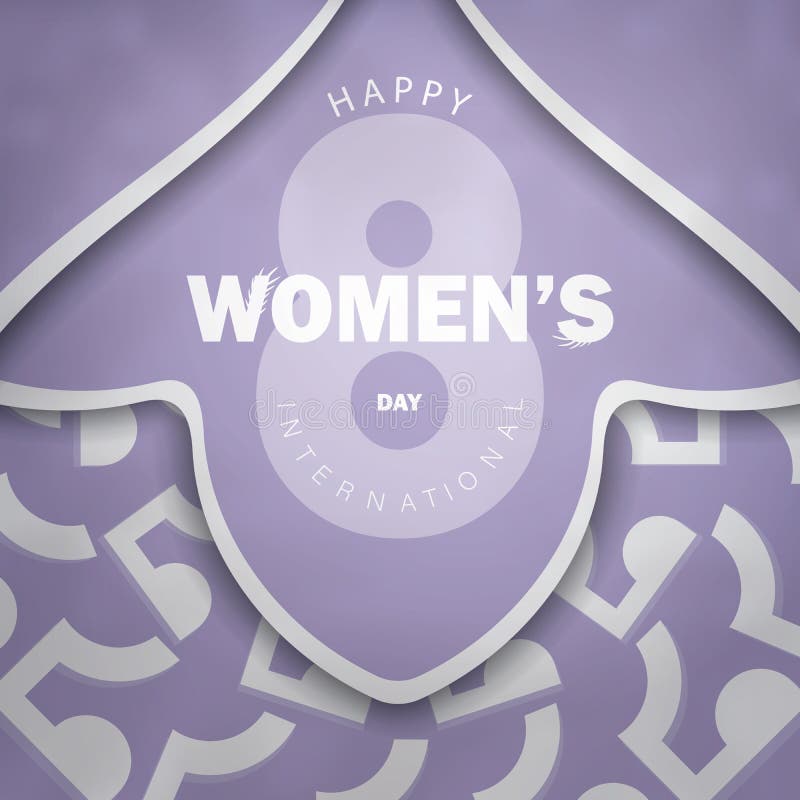 Greeting Flyer Template 8 March in Purple Color with Luxurious White ...