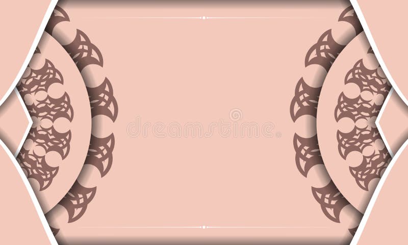 Greeting Leaflet Pink with a Greek Pattern for Your Design. Stock ...