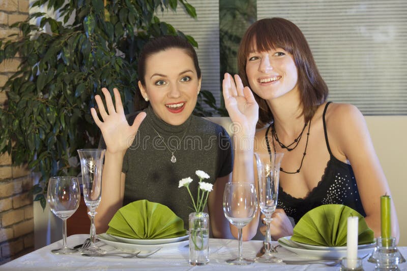 Greeting in a restaurant stock photo. Image of elegance - 41646764