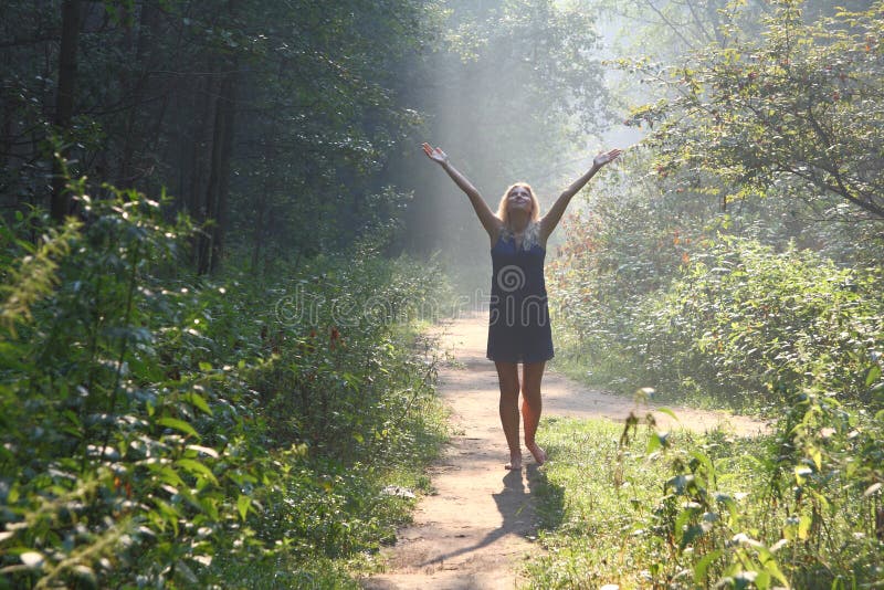 Greeting the sun stock photo. Image of people, outstretched - 15328614