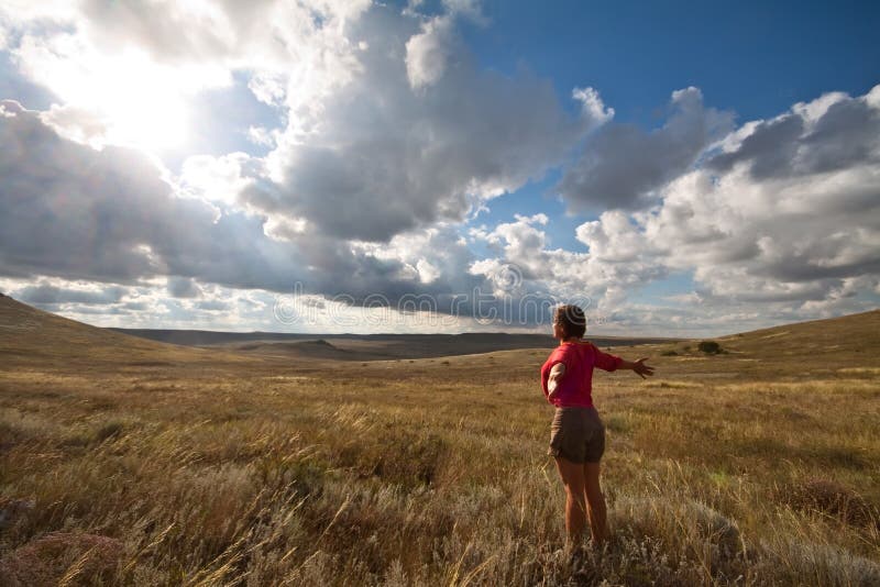Greeting the sun stock image. Image of achievement, healthy - 16108753