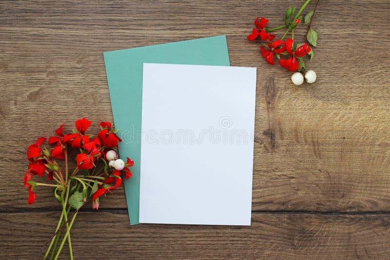 Greeting and Wedding Invitation Card with Copy Space and Envelope Mock ...