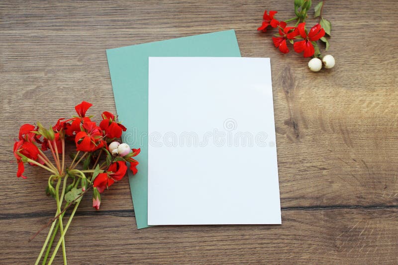Greeting and Wedding Invitation Card with Copy Space and Envelope Mock ...