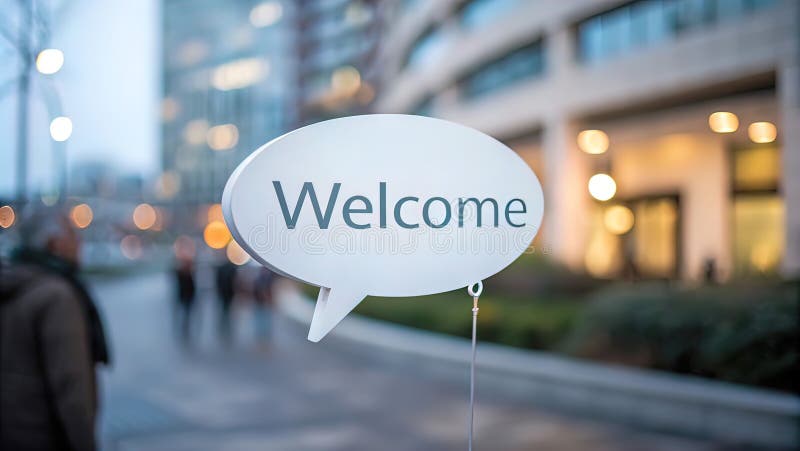 Greeting Welcome on Blurry Colorful Background Stock Illustration ...