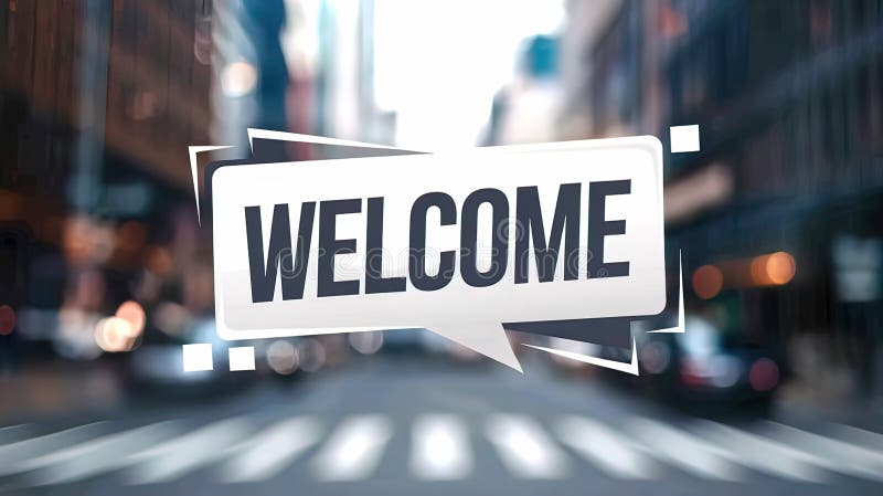 Greeting Welcome on Blurry Colorful Background Stock Illustration ...