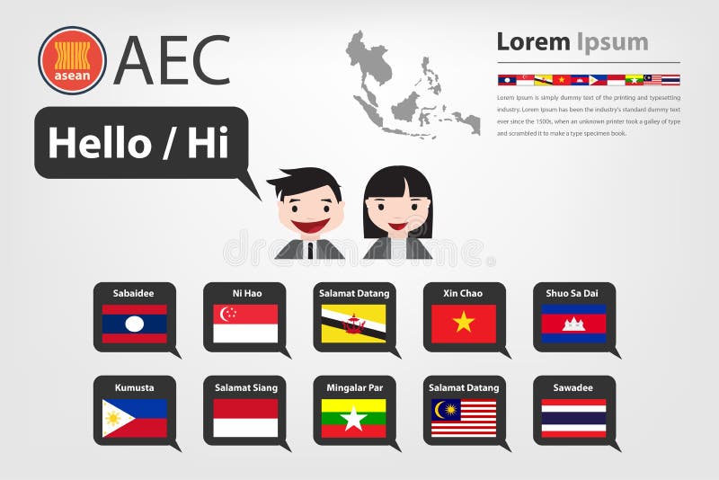 Greeting Word of AEC Country (vector Eps10) Stock Vector - Illustration ...