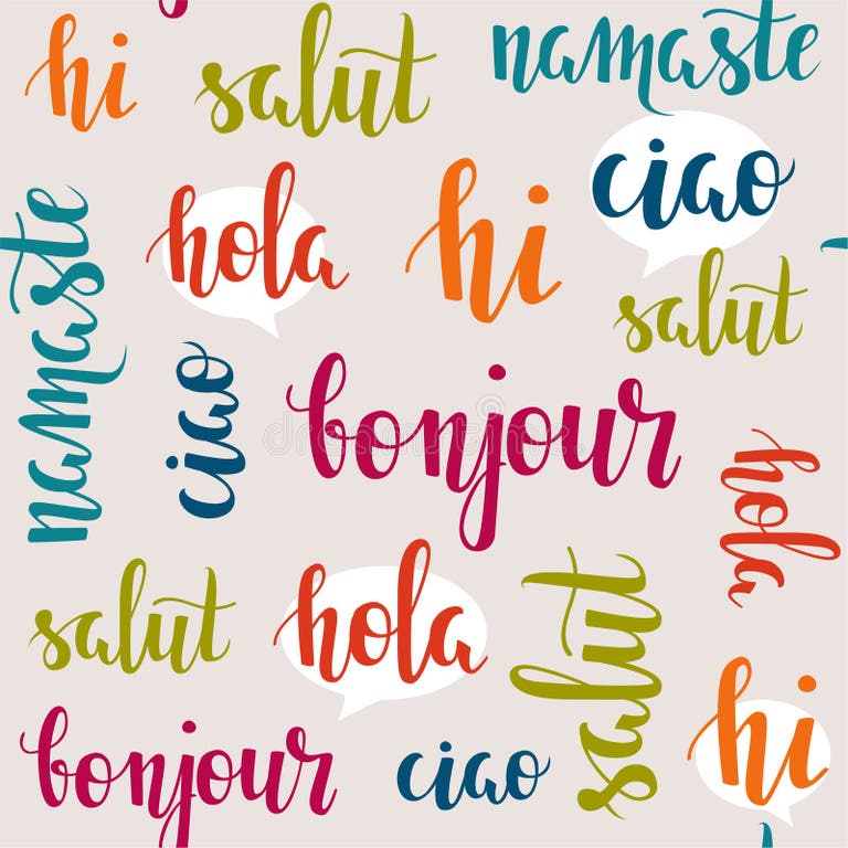 Greeting Words in Different Languages. Stock Vector - Illustration of ...