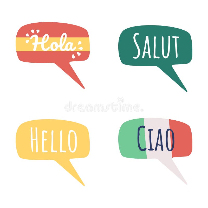 Greeting Words In Different Languages Semi Flat Color Vector Speech