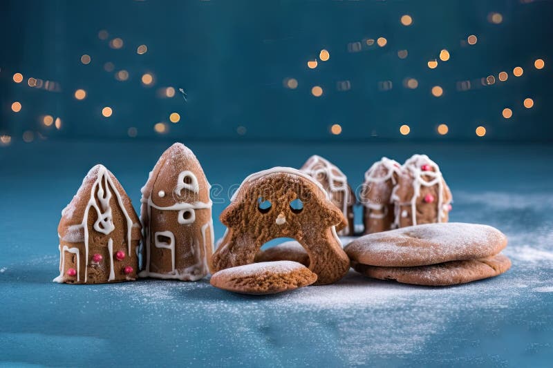 Greetings Christmas Snow Background Blue Gingerbread Nuremberg Stock ...