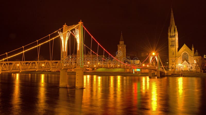 Greig Street Suspension Bridge Inverness. Stock Image - Image of towers ...