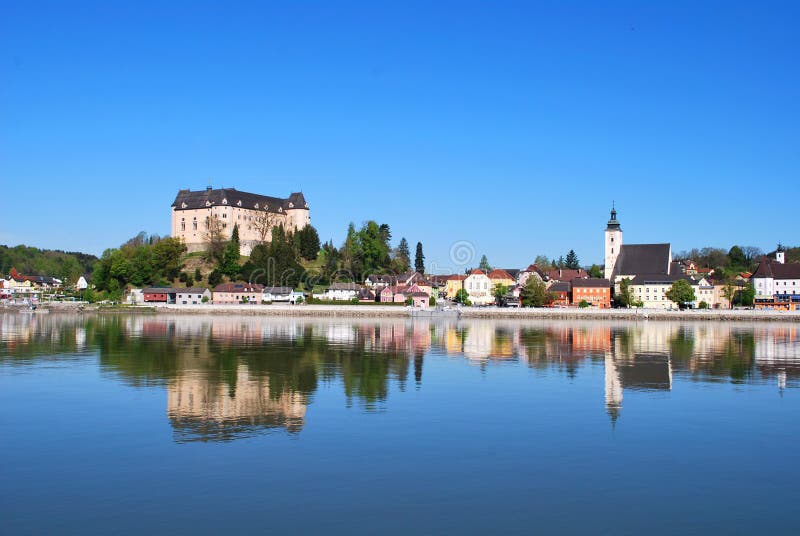 Grein, Upper Austria, Austria. Stock Image - Image of water, donau ...
