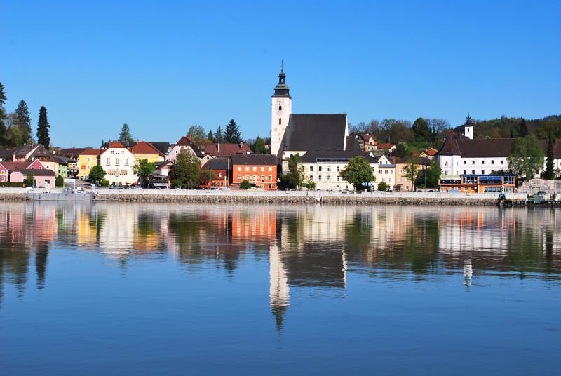 Grein, Upper Austria, Austria. Stock Image - Image of water, donau ...