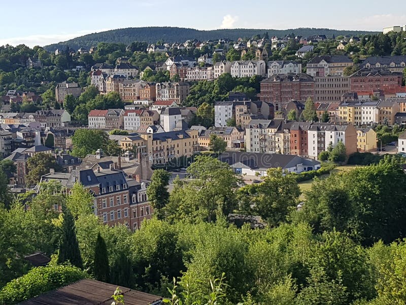 Greiz stock image. Image of suburb, hometown, hill, tree - 103161721