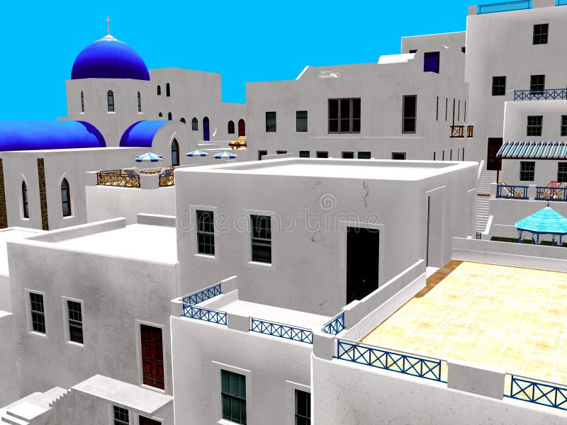 Grekisk by stock illustrationer. Illustration av bygger - 22358584