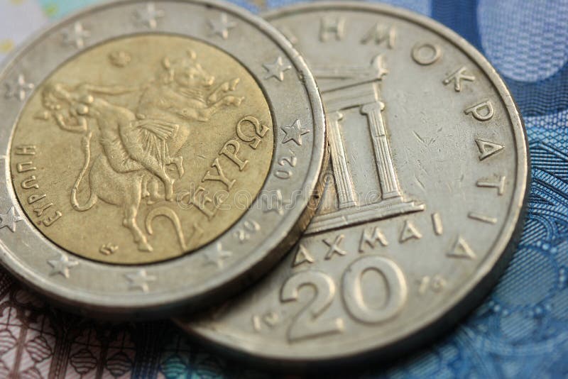 Drachmaeuro arkivfoto. Bild av pengar, valuta, ändring - 21975390