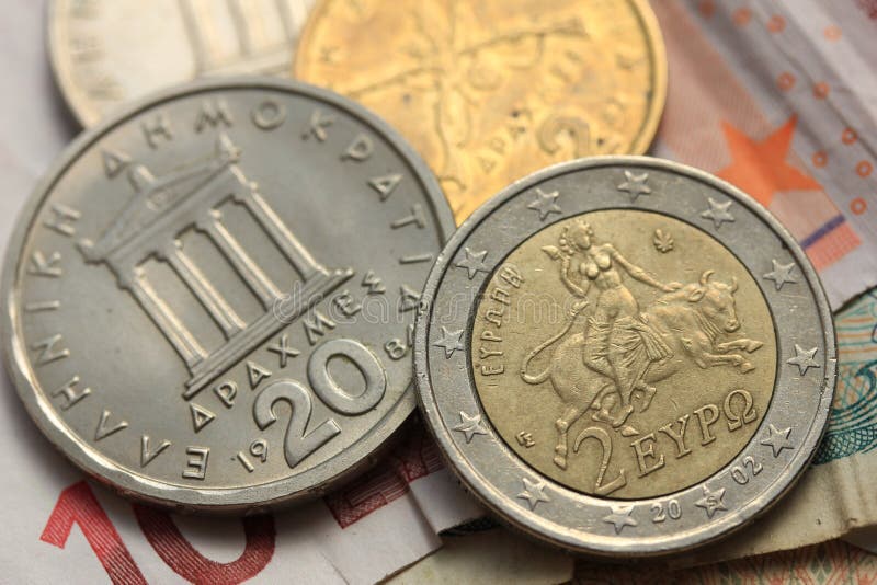 Drachmaeuro arkivfoto. Bild av pengar, valuta, ändring - 21975390
