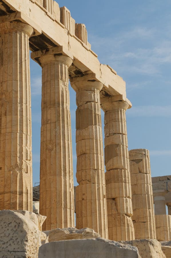 Grekiska Kolonner, Acropolis, Athens Fotografering för Bildbyråer ...