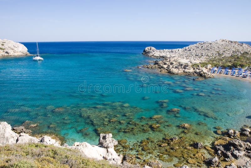 Grekland strand i rodos arkivfoto. Bild av lopp, grek - 88984328