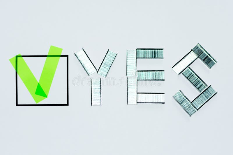 Gren mark Yes . Word Yes. stock photo. Image of check - 91568596