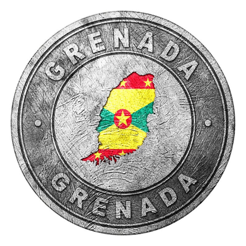 Grenada Flag Button with Map Stock Illustration - Illustration of ...