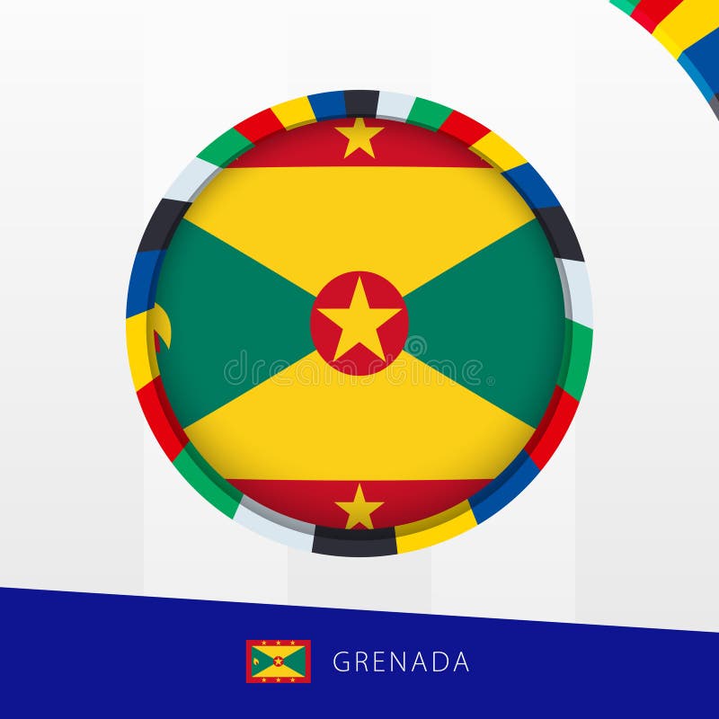 Grenada Flag with Colorful Circle Border Stock Vector - Illustration of ...