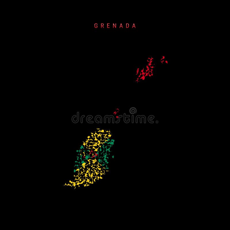 Grenada Flag Map Chaotic Particles Pattern In The Grenadian Flag
