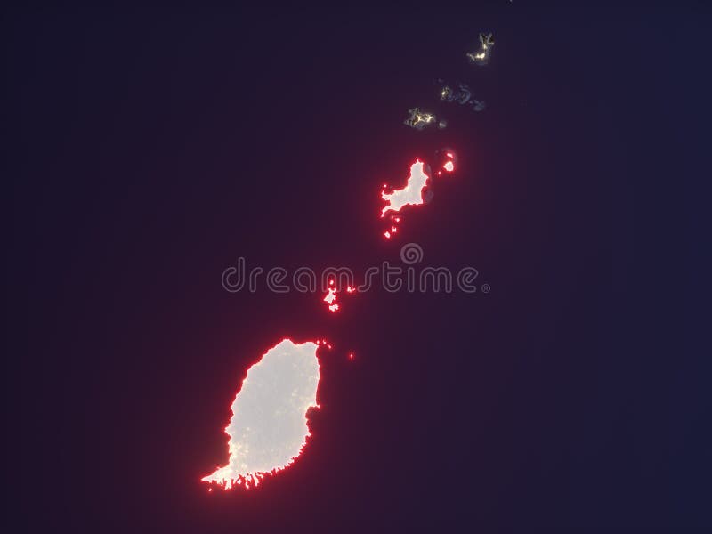Grenada Highlighted on Night Map Stock Illustration - Illustration of ...