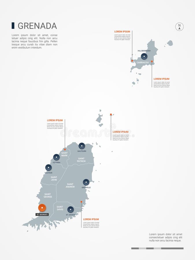 Grenada Map with Administrative Divisions. Stock Vector - Illustration ...