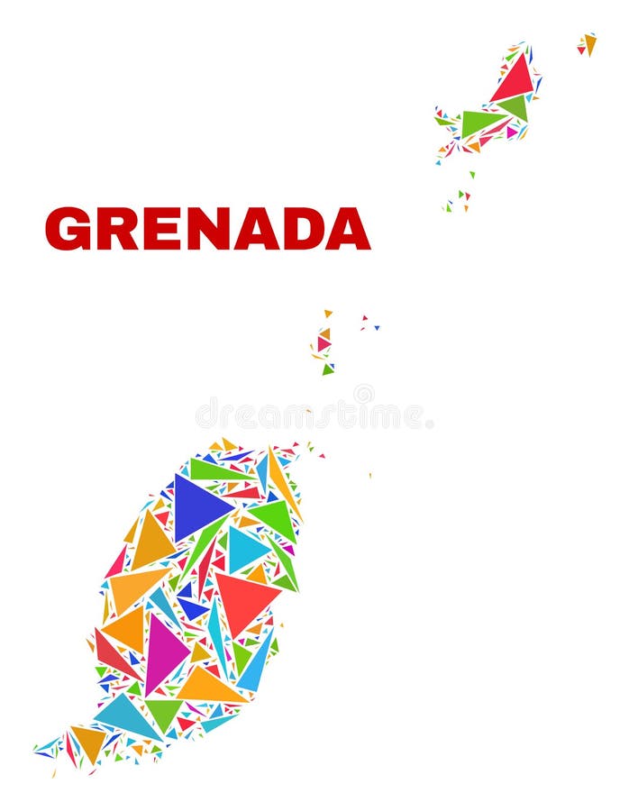 Grenada Map - Mosaic of Color Triangles Stock Vector - Illustration of ...